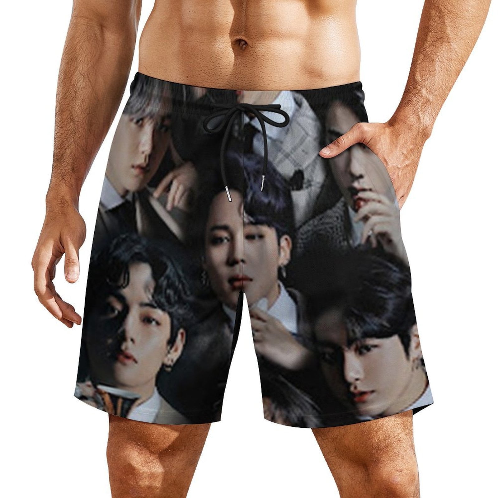 Men's K-pop BTS Swim Trunks Board Shorts Quick Dry Mens Swimming Trunks ...