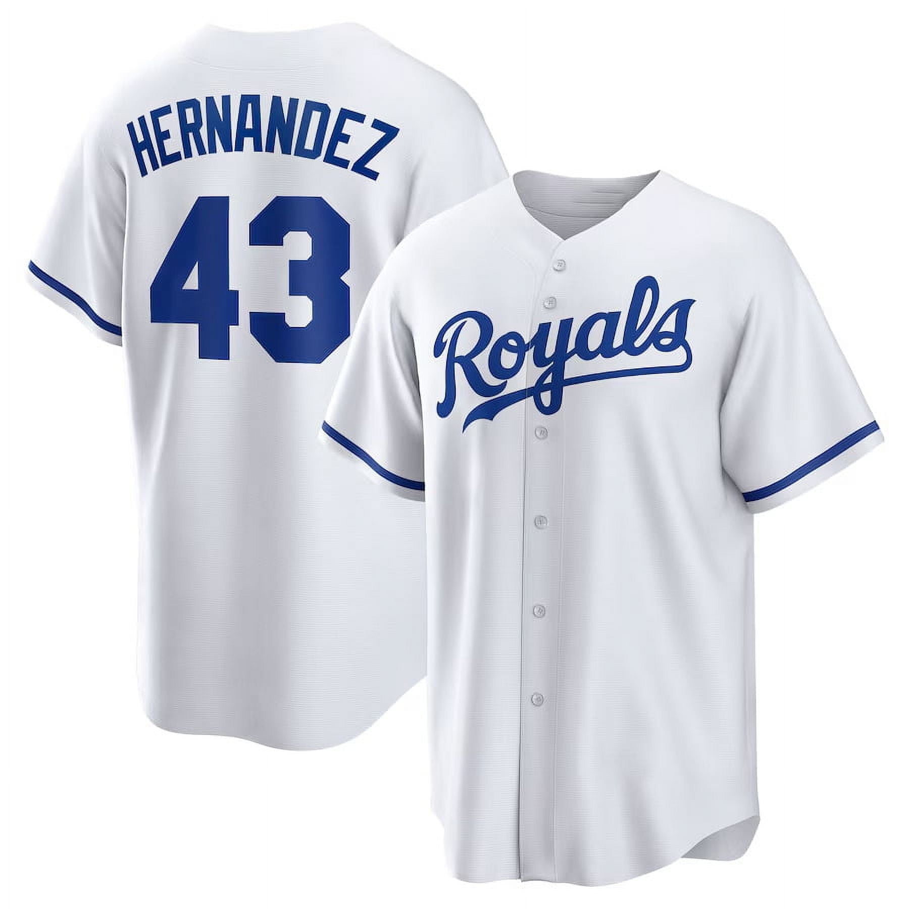 Men's Kan_sas City Hernandez 43 White Replica Stitched Player T-shirts ...