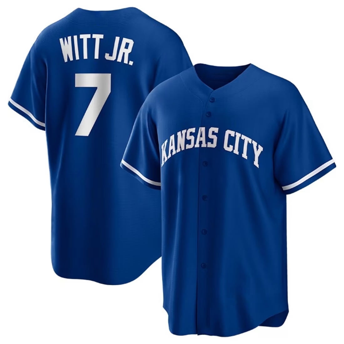 Men's Kan_sas City Witt Jr. 7 Royal Replica Stitched Player T-shirts ...