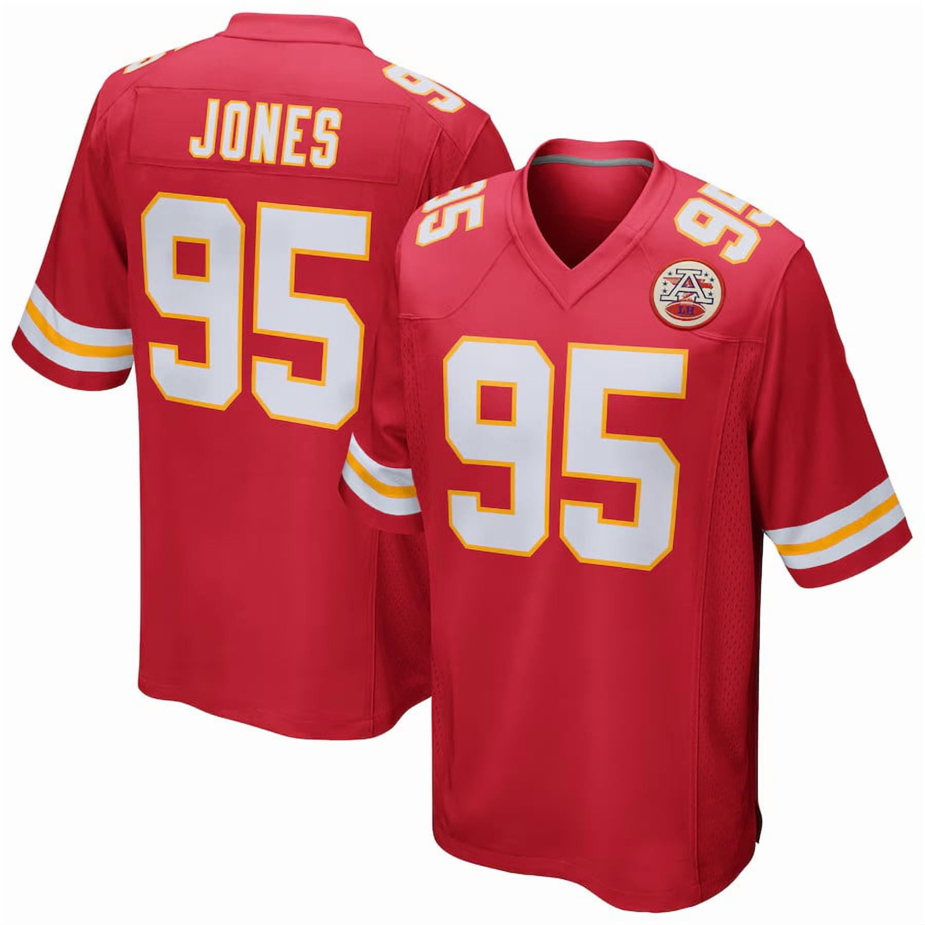Men's Kansas City Jones 95 Red Sports Player Game Stitched Name Number ...