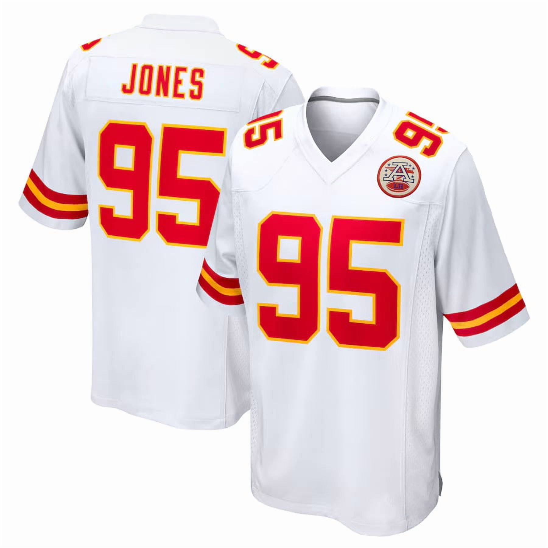 Men's Kansas City Jones 95 White Sports Player Game Stitched Name ...
