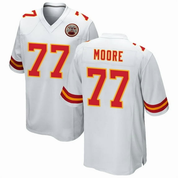 Men's Kansas City Moore 77 White Sports Player Game Stitched Name ...