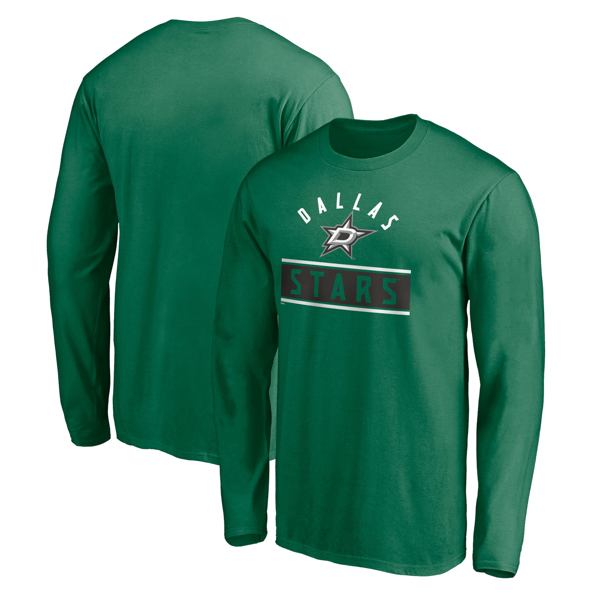 Men's Kelly Green Dallas Stars Team Arch Knockout Long Sleeve T-Shirt ...