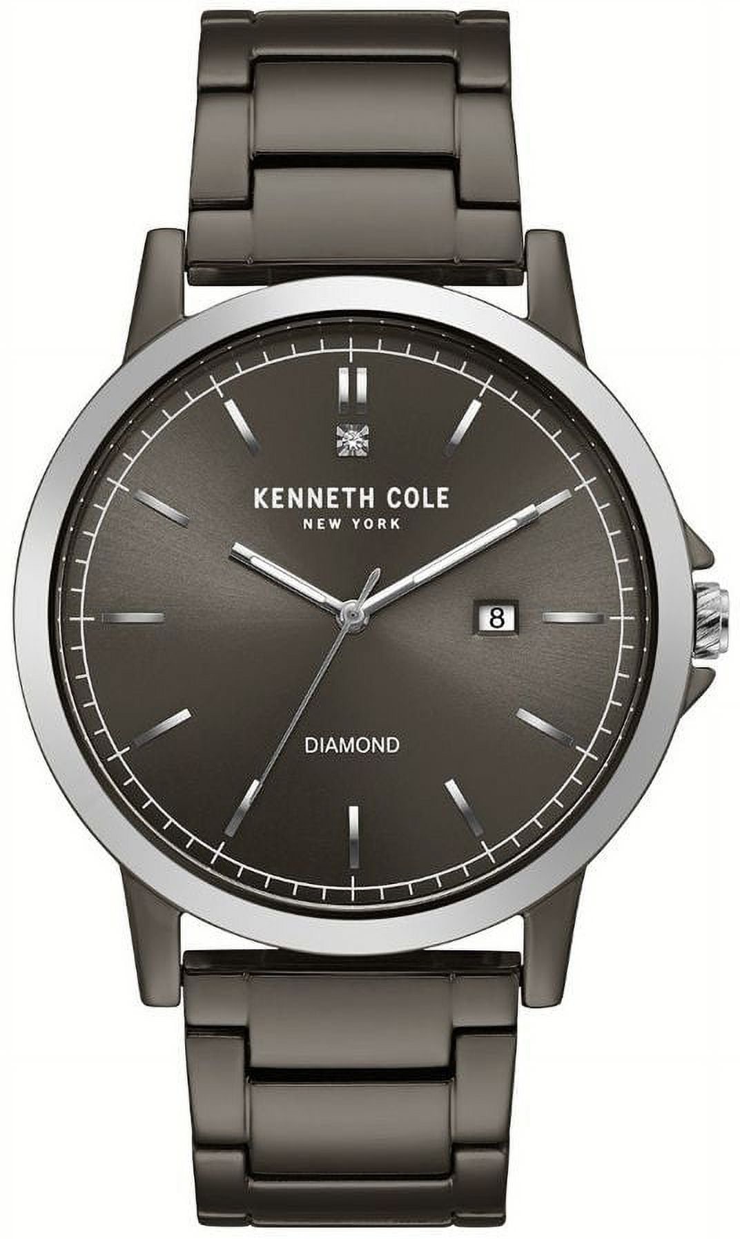 Men's Kenneth Cole Diamond Dial Gunmetal Stainless Steel Watch ...