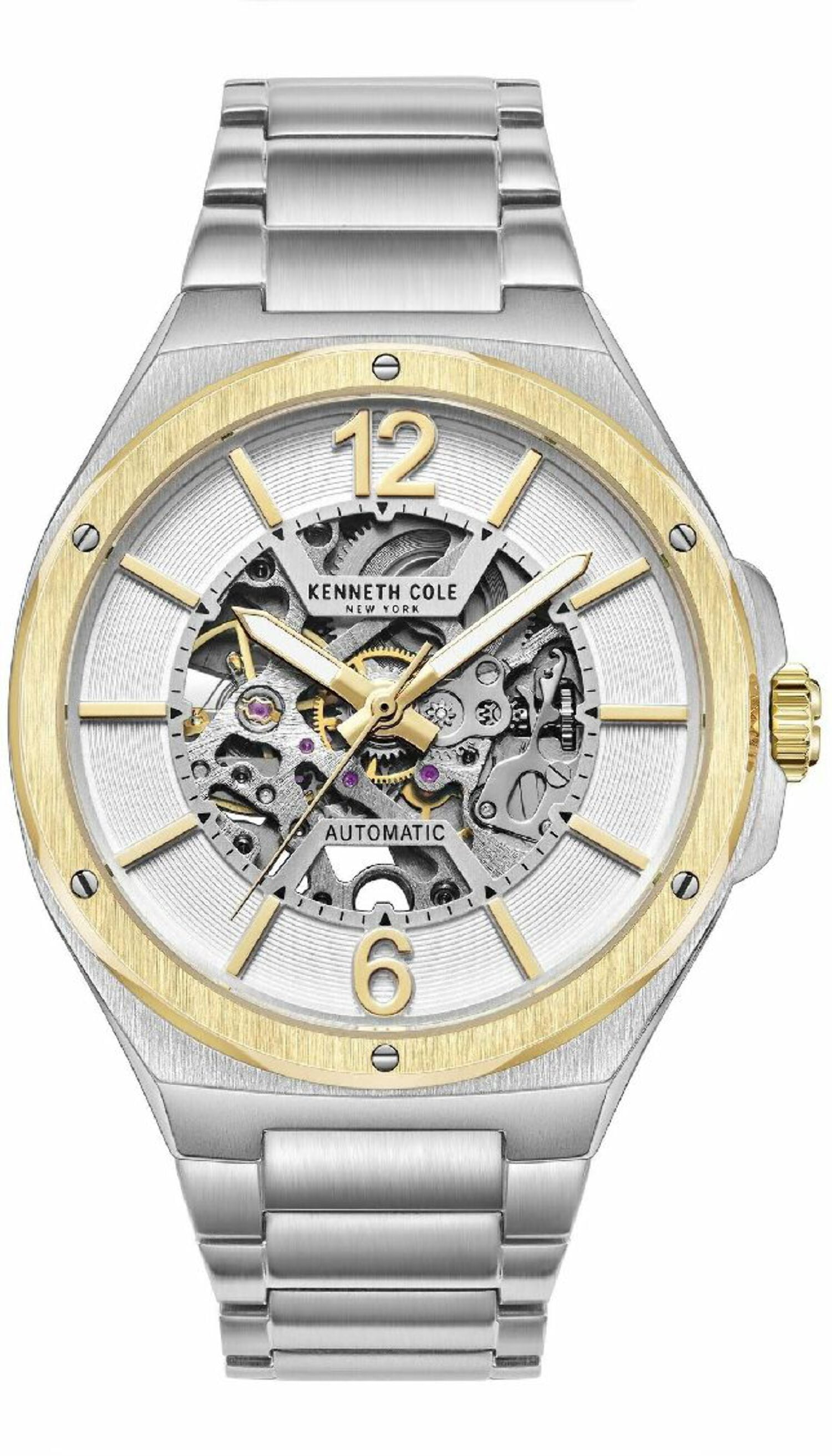 Men's Kenneth Cole Stainless Steel Automatic Skeleton Watch ...