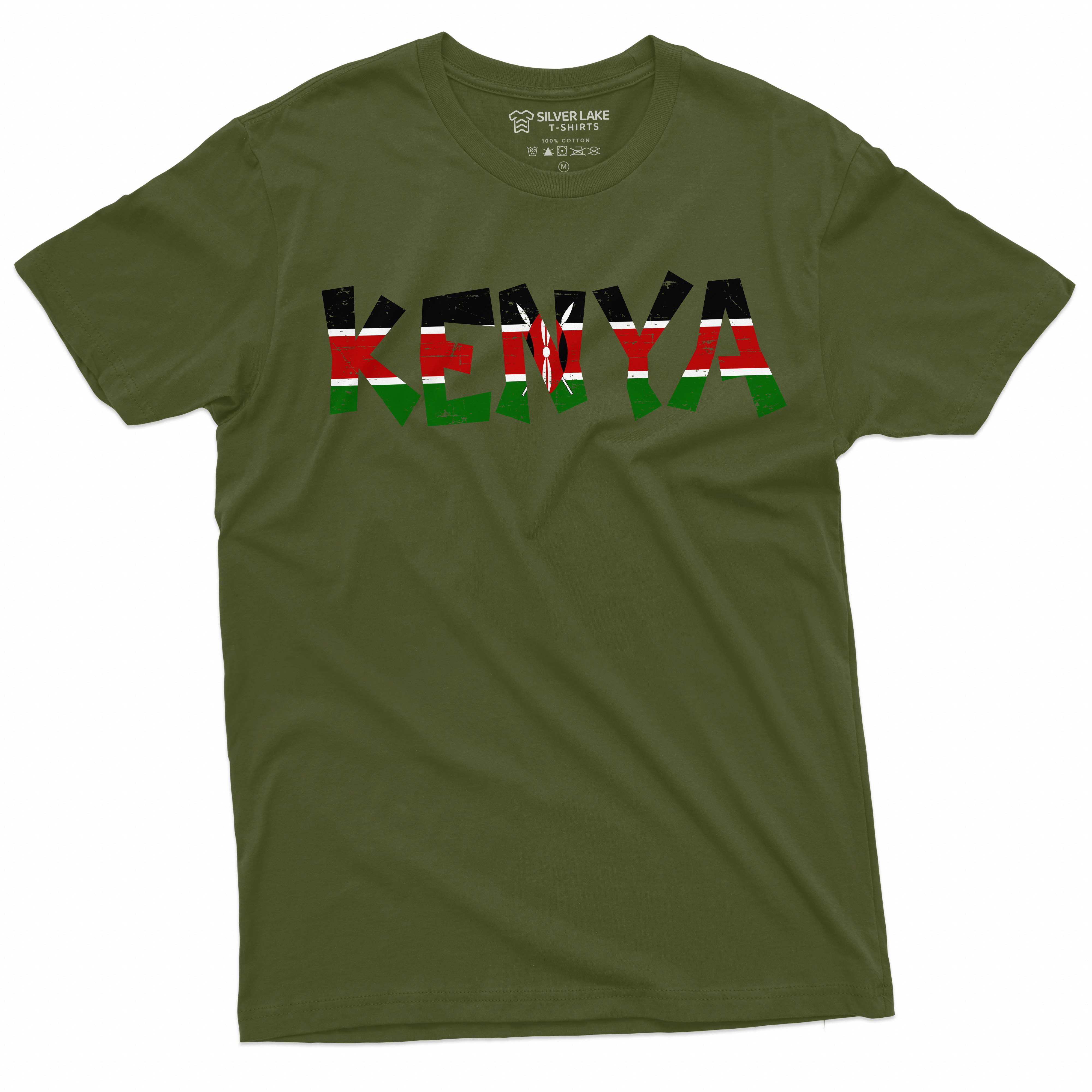 Men's Kenya T-shirt Jamhuri ya Kenya Kenyan Flag coat of arms country ...