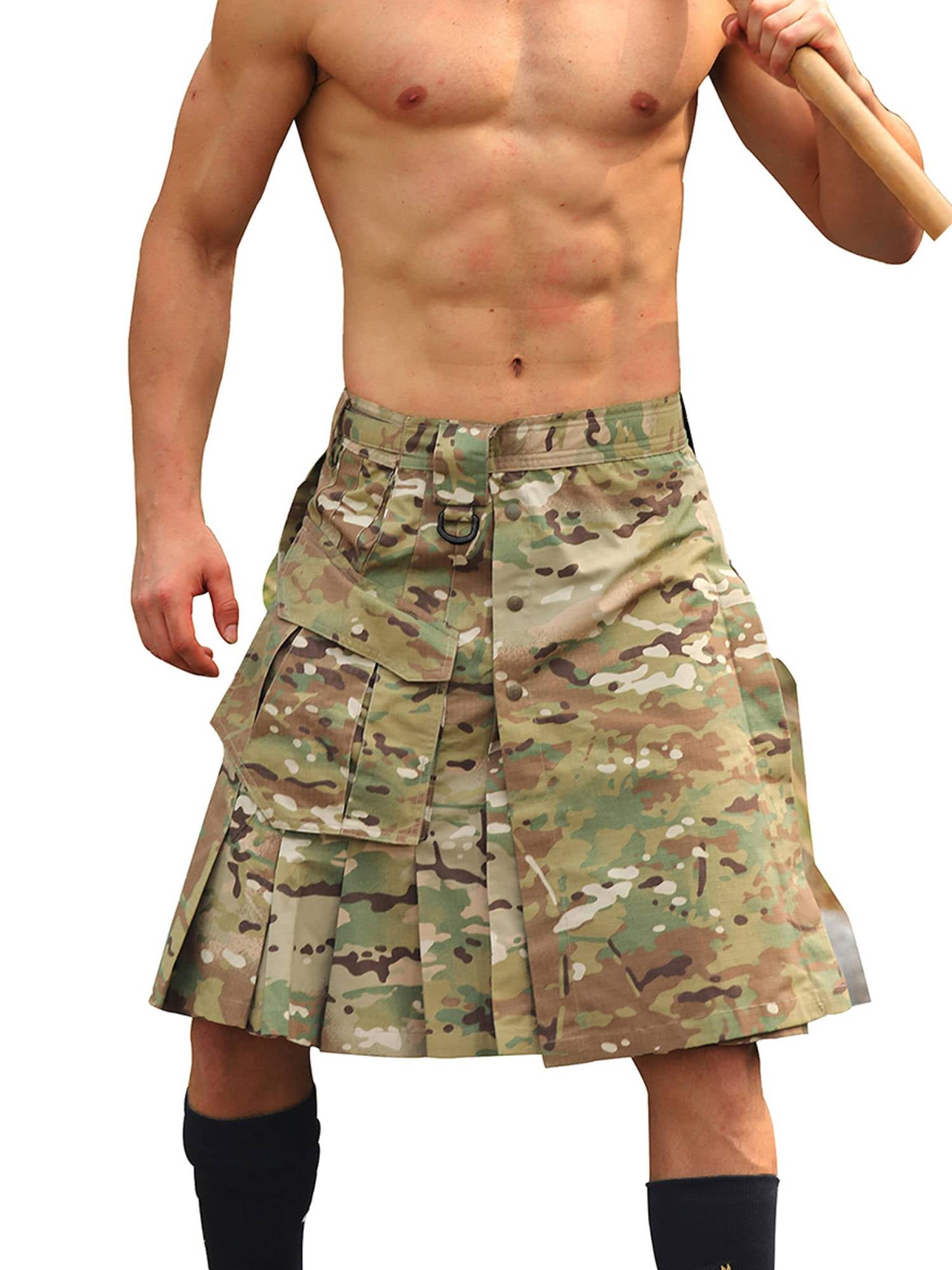 Men's Kilt Camo Scottish Utility Kilt, 25" Mens Kilt, Irish Highland Hybrid Kilts with Pockets ...