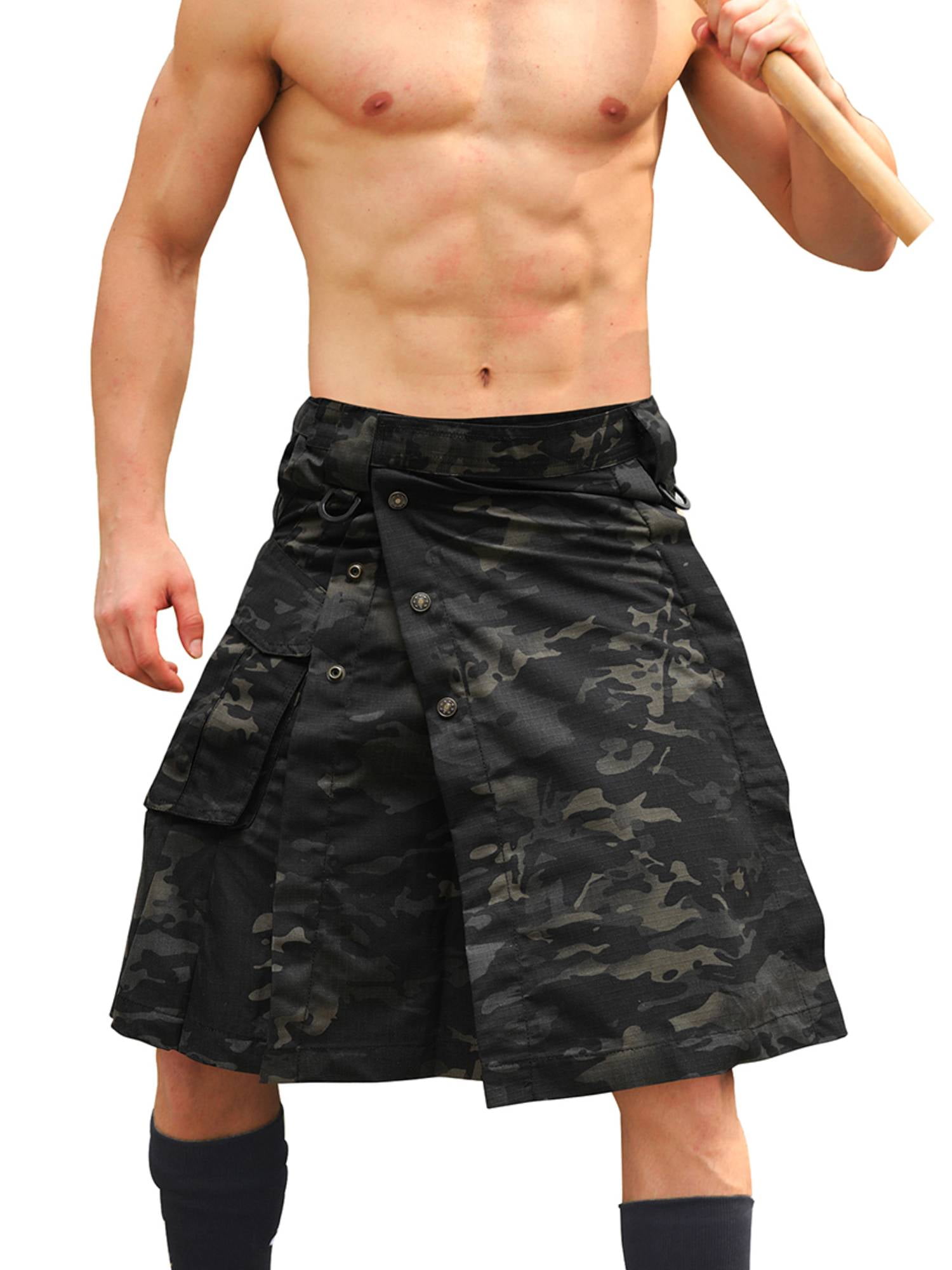 Men's Kilt Camo Scottish Utility Kilt, 25" Mens Kilt, Irish Highland Hybrid Kilts with Pockets ...