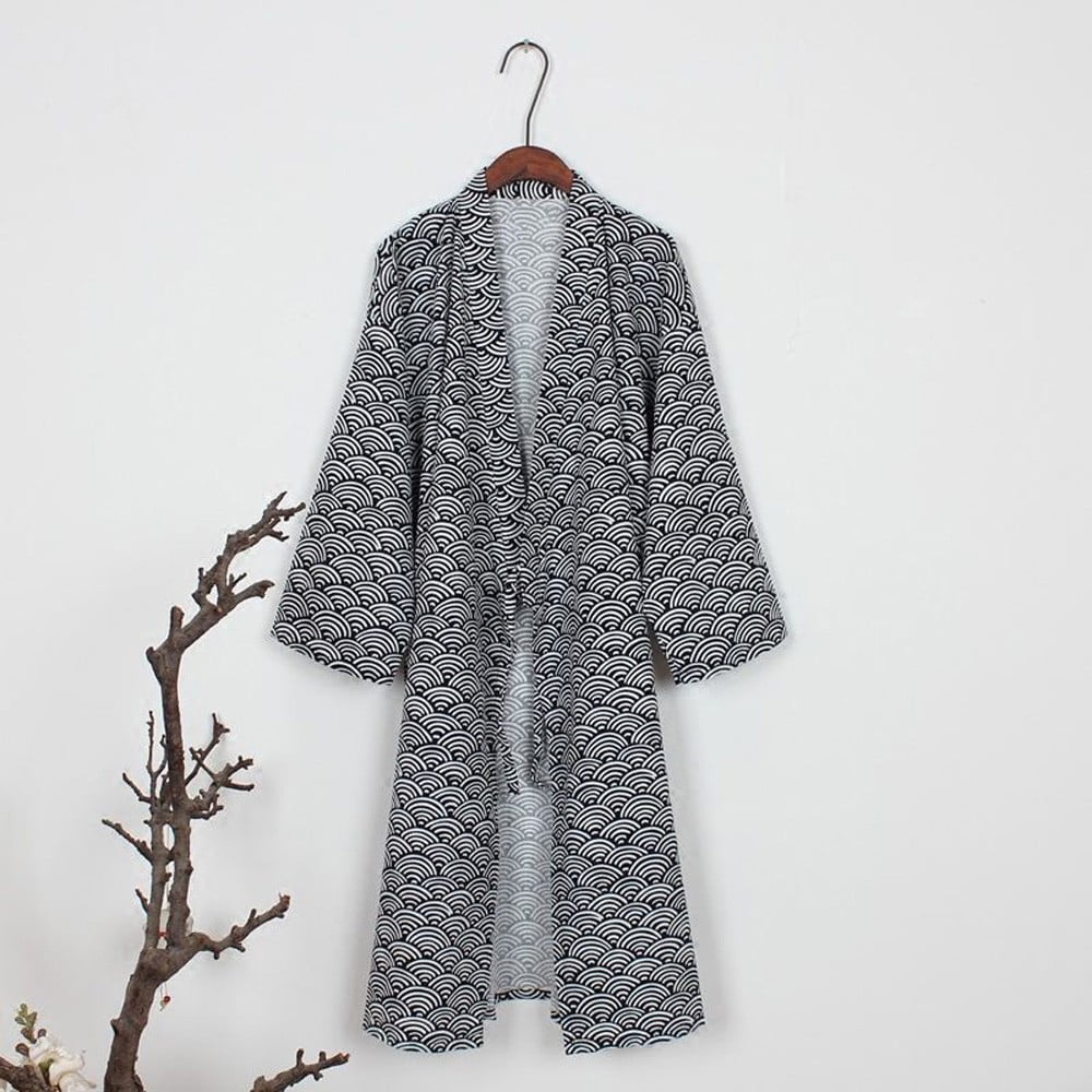 Men's Kimono Yukata Cotton Soft Japanese Loose Fit Robe Gown Nightwear Bathrobe - Walmart.com