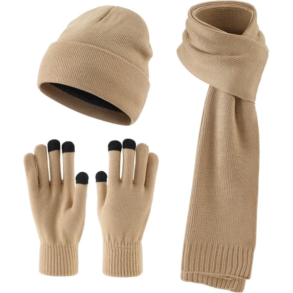Men's Knit Beanie Hat Scarf Gloves Cold Weather Set Long Scarf ...