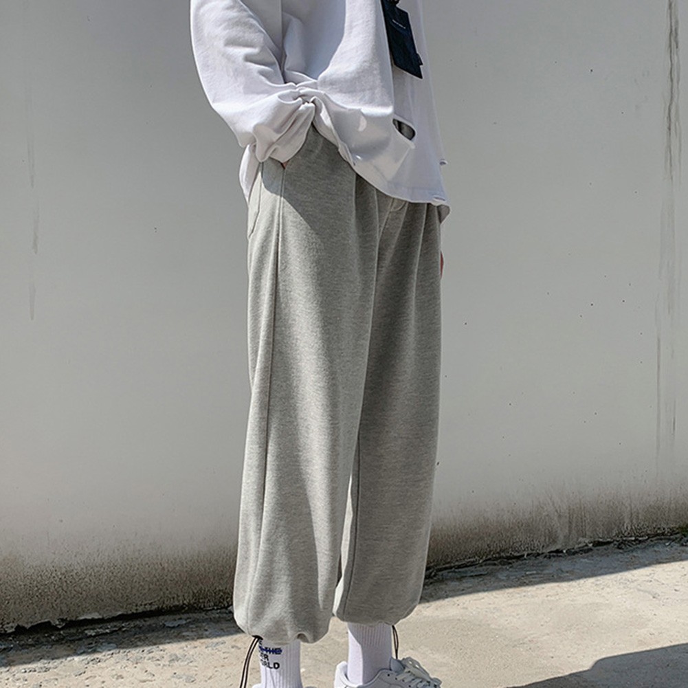 Men\'s Korean Version Loose Sports Slacks Drawstring Fitness Straight ...