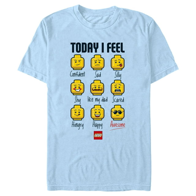Men's LEGO Minifigure Head Emotions Graphic Tee Light Blue Large ...