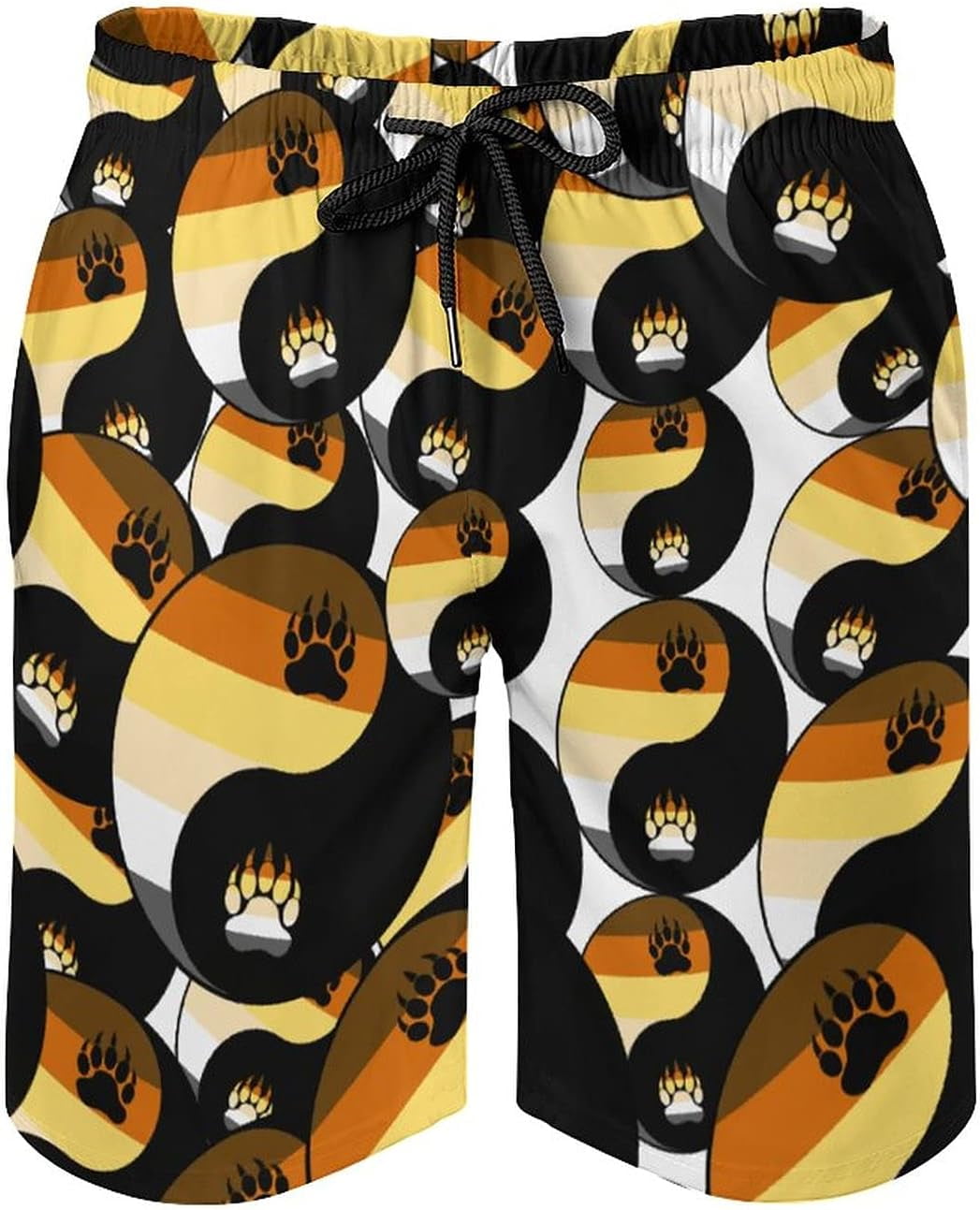 Men's LGBT Pride Yin Yang Bear Paw Beach Trunks for Men Shorts Swimming ...
