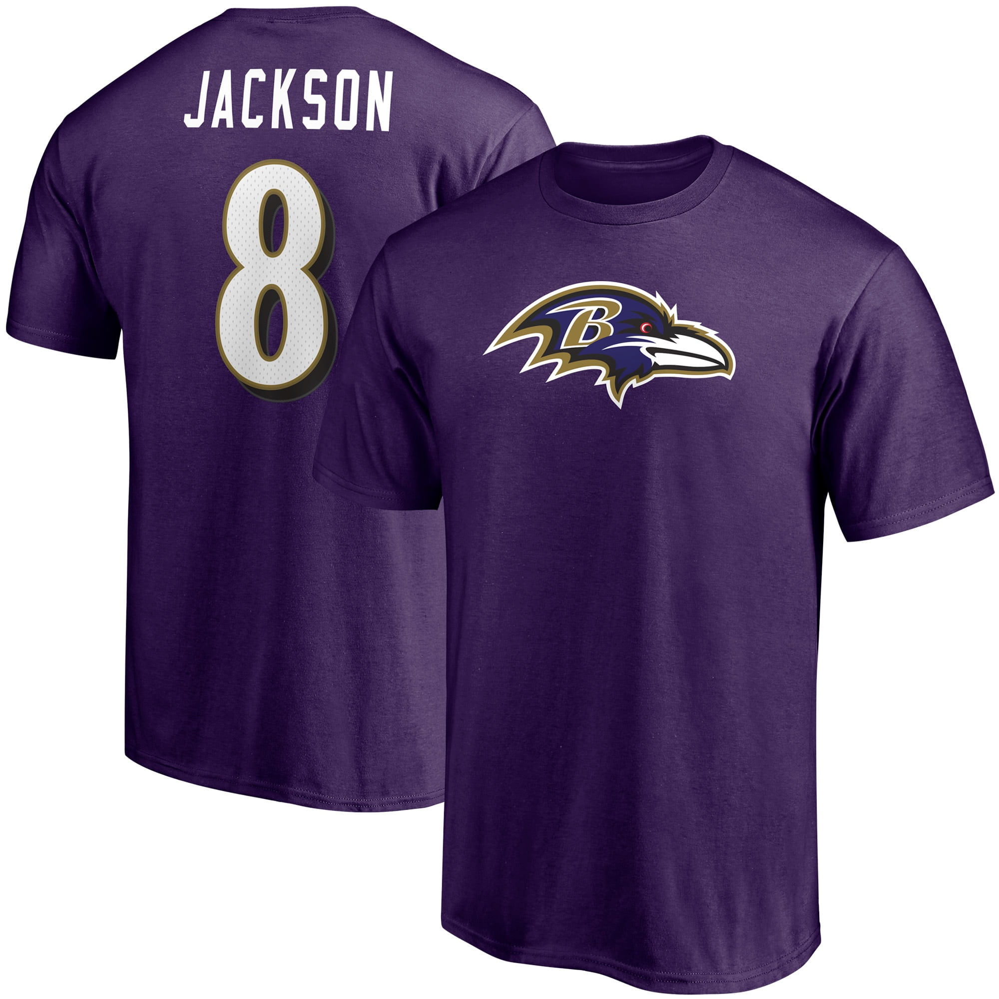 Men's Lamar Jackson Purple Baltimore Ravens Player Icon Name & Number T ...