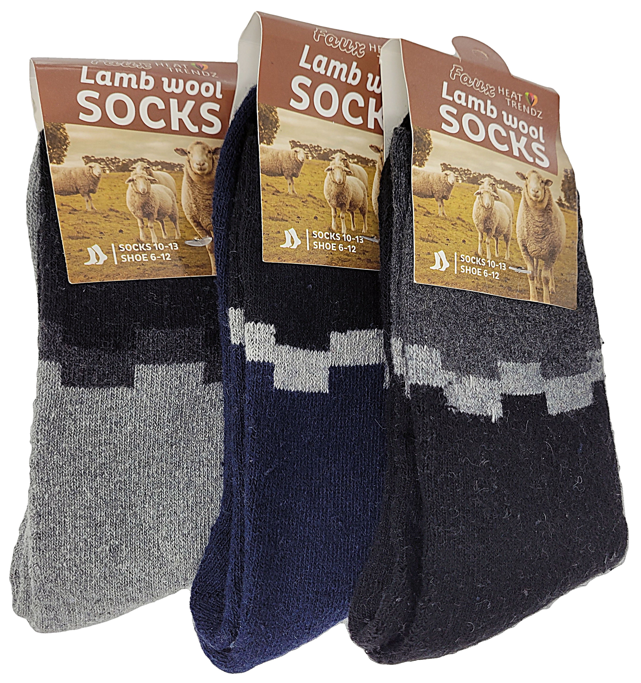 Men's Lamb Wool Crew Socks, Thermal Warm Winter Heavy Duty Boot Socks ...