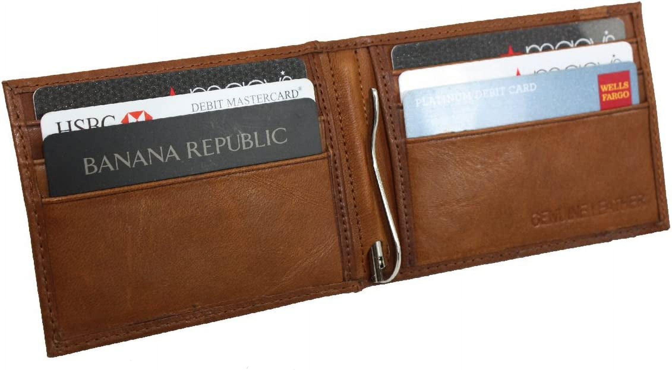 Men's Lambskin Leather Spring Money Clip Compact Bifold Front Pocket ...