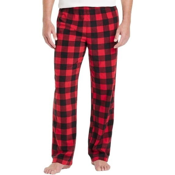 Men's Large Buffalo Plaid Microfleece Pajama Pants, Red and black ...