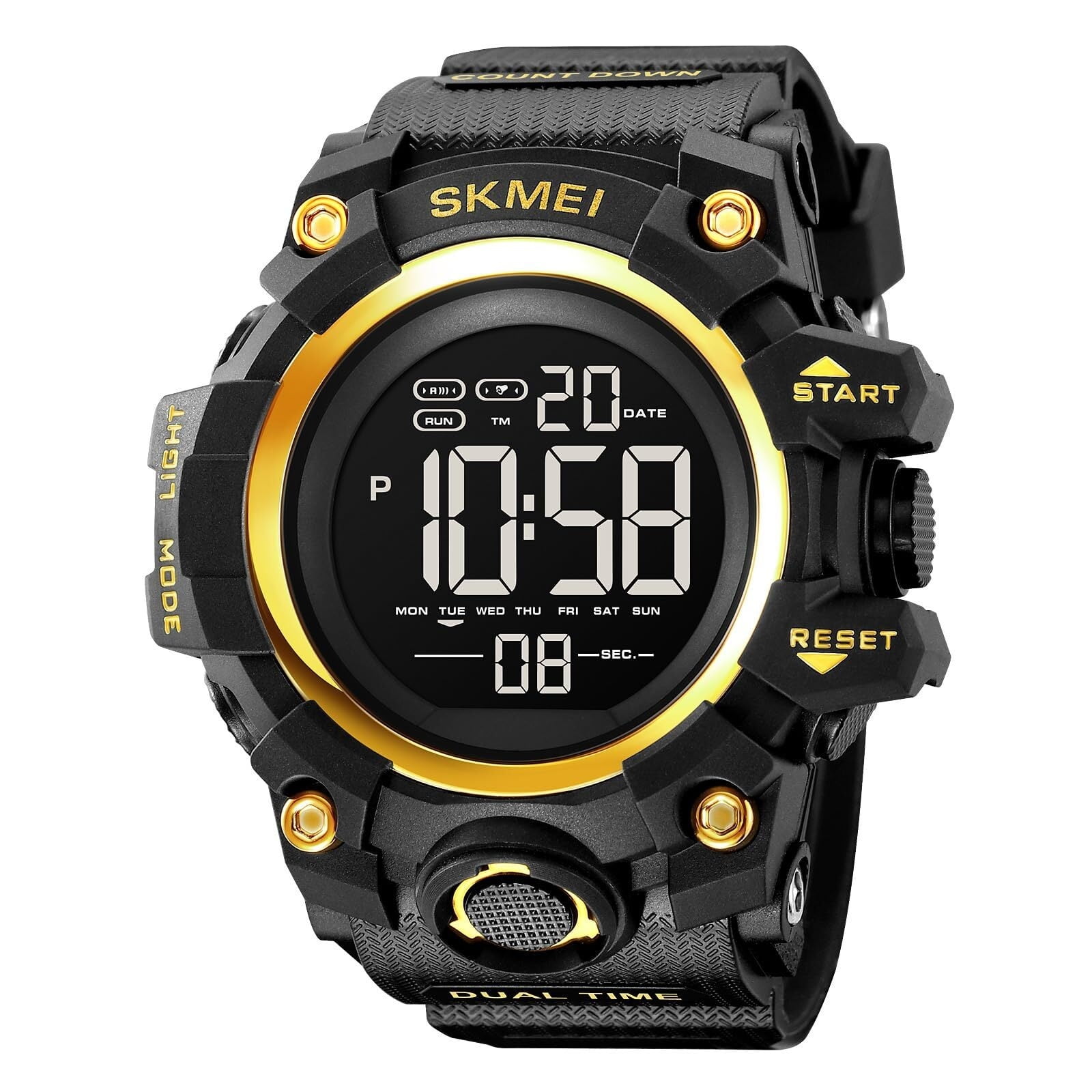 Men's Large Face Digital Sports Watch - Waterproof Military Wrist Watch with Countdown Timer ...