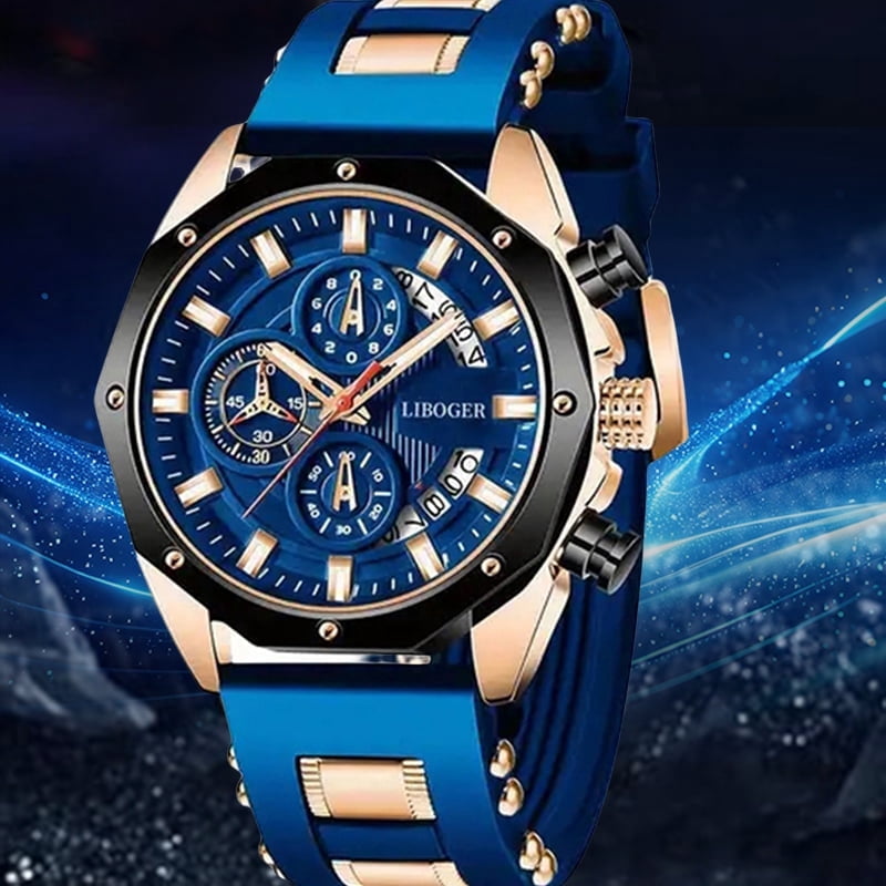 Men’s Large-Face Outdoor Sports Analog Watch with Rubber Strap ...