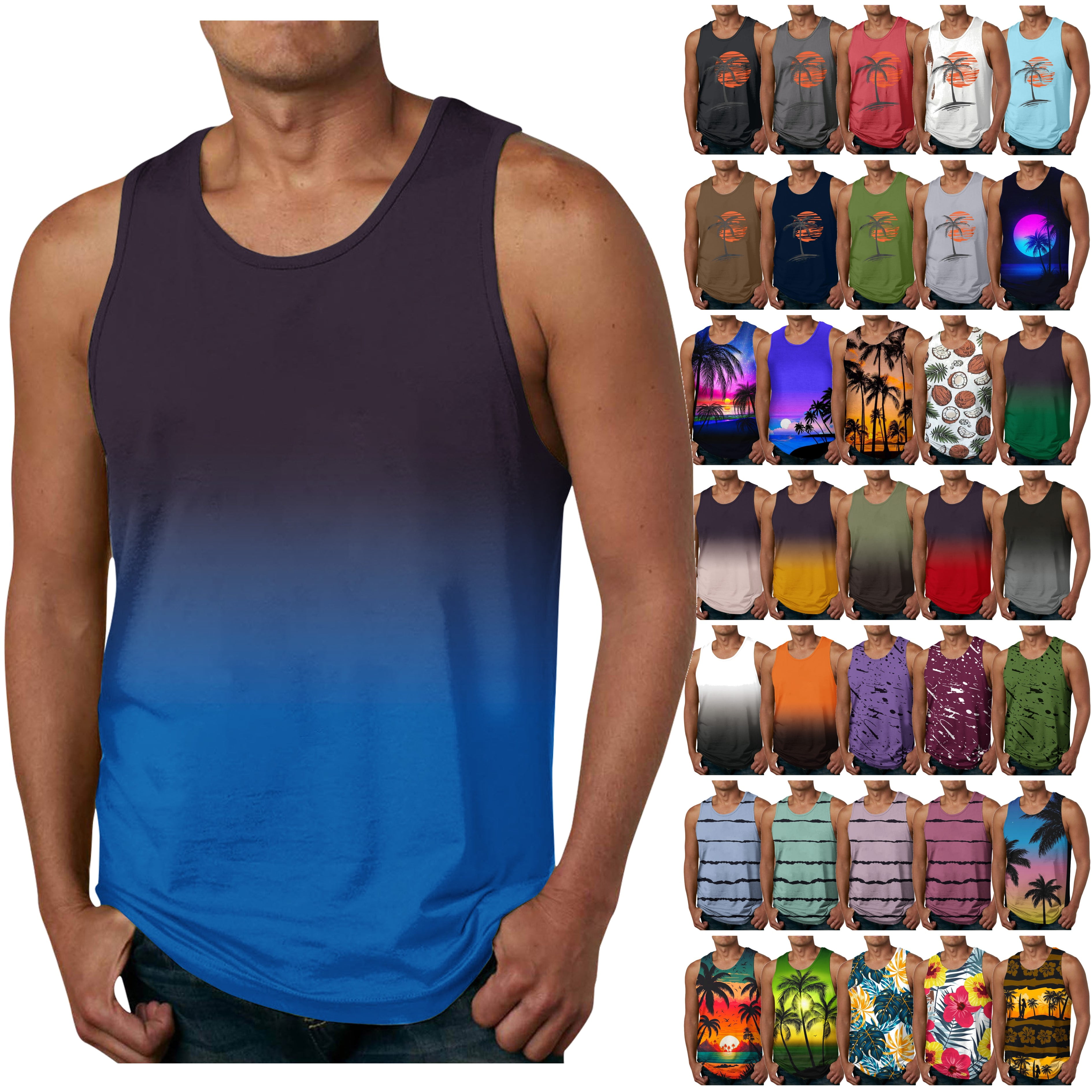 Men's Large Tank Tops for Vacation,Summer Hawaiian Shirt for Men 3D ...