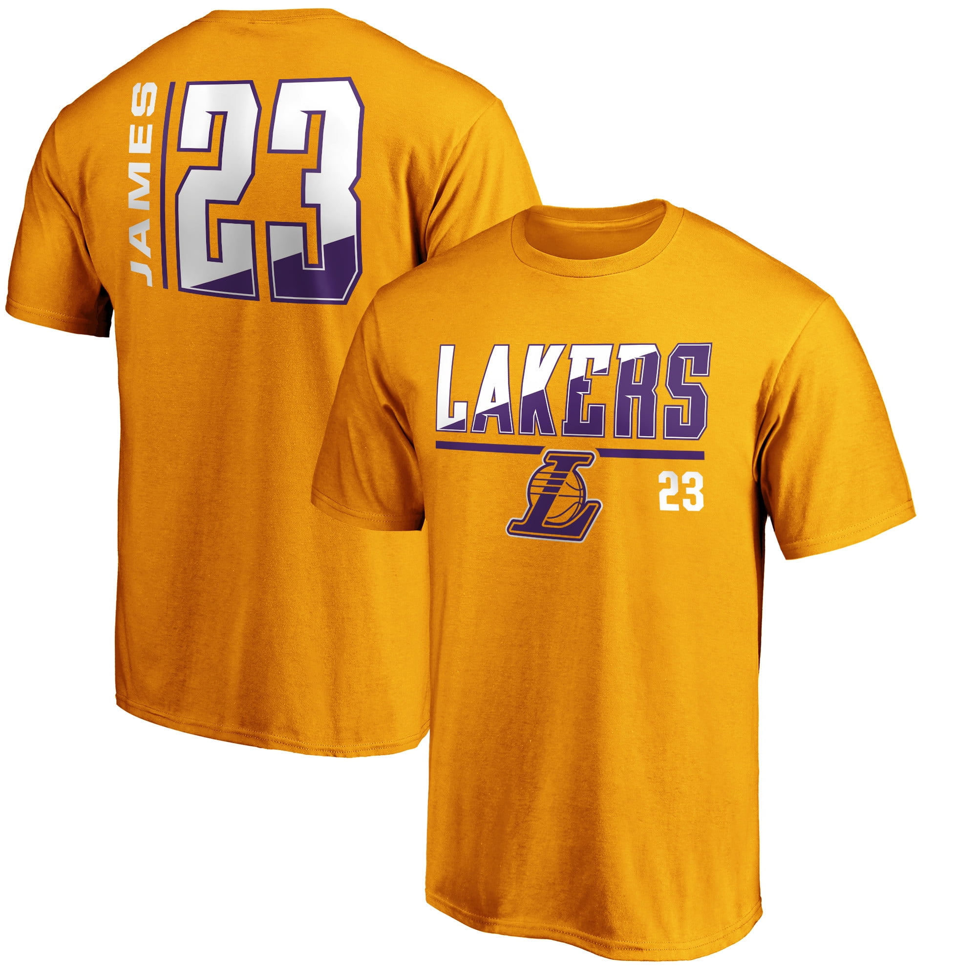 Men's LeBron James Gold Los Angeles Lakers Baseline Fade Name & Number ...