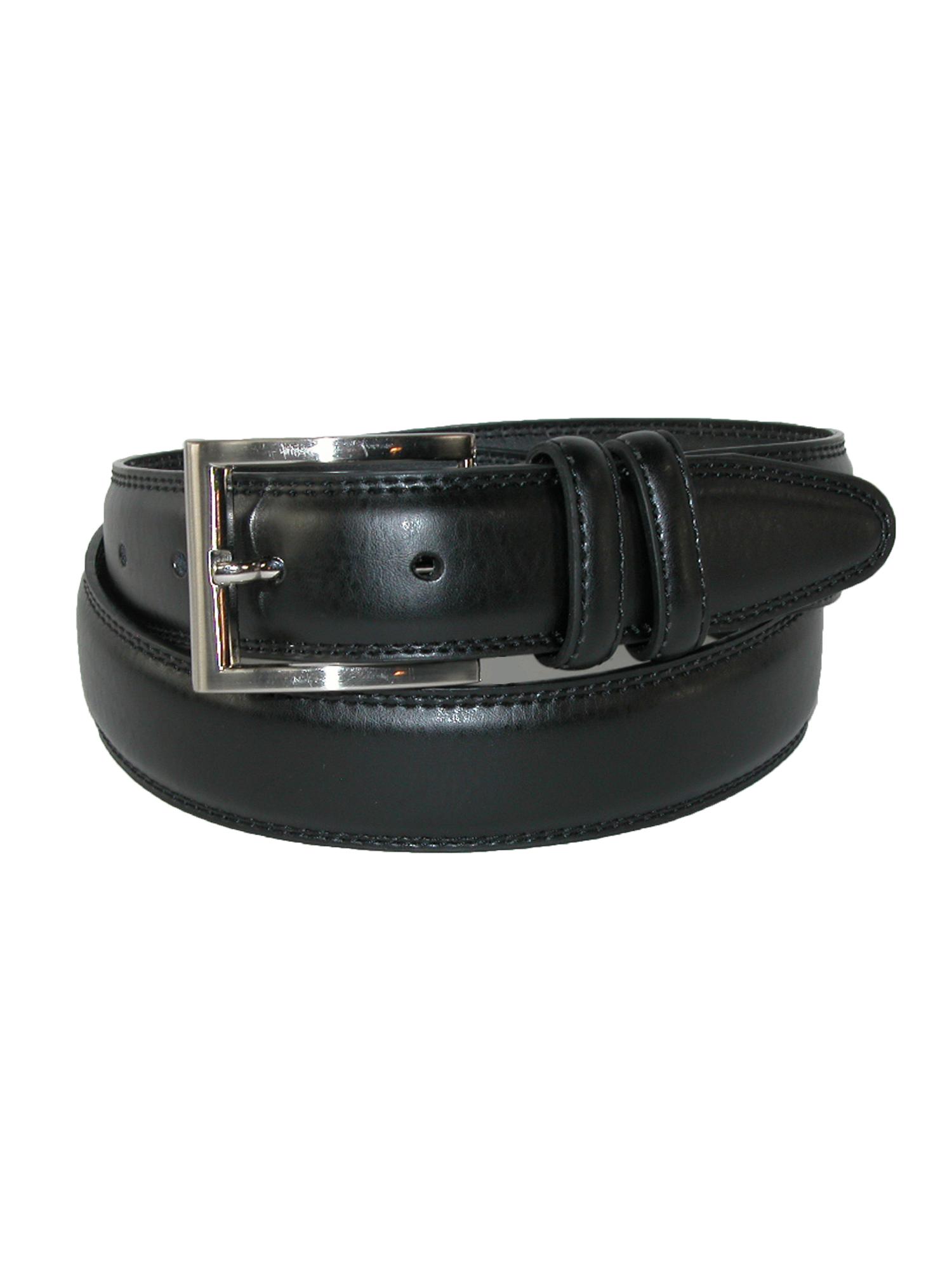Men's Leather 32mm Double Keeper Padded Belt with Satin Buckle ...