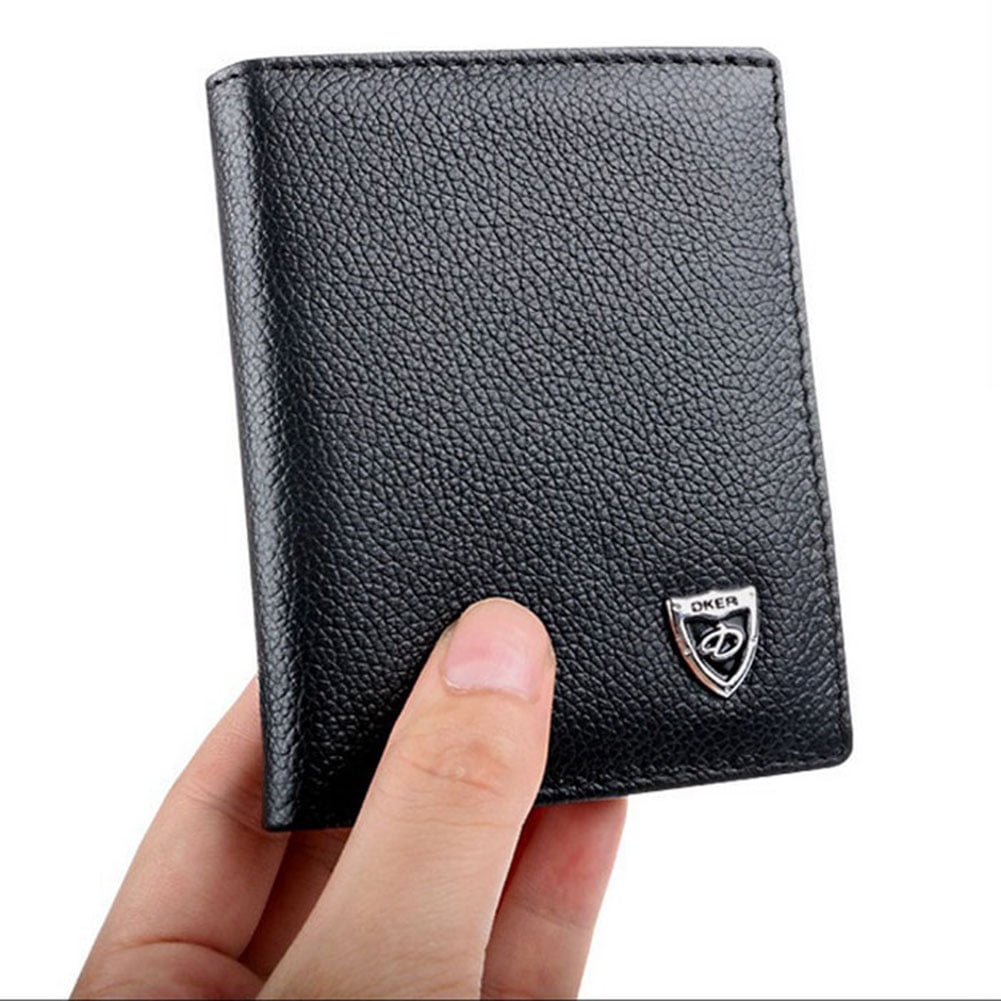 Men's Leather Bifold ID Credit Card Holder Wallet Small Purse Billfold ...