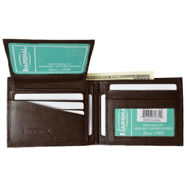 Genuine Leather Trifold Wallets For Men - Mens Wallet With 2 Flip-Up ID ...