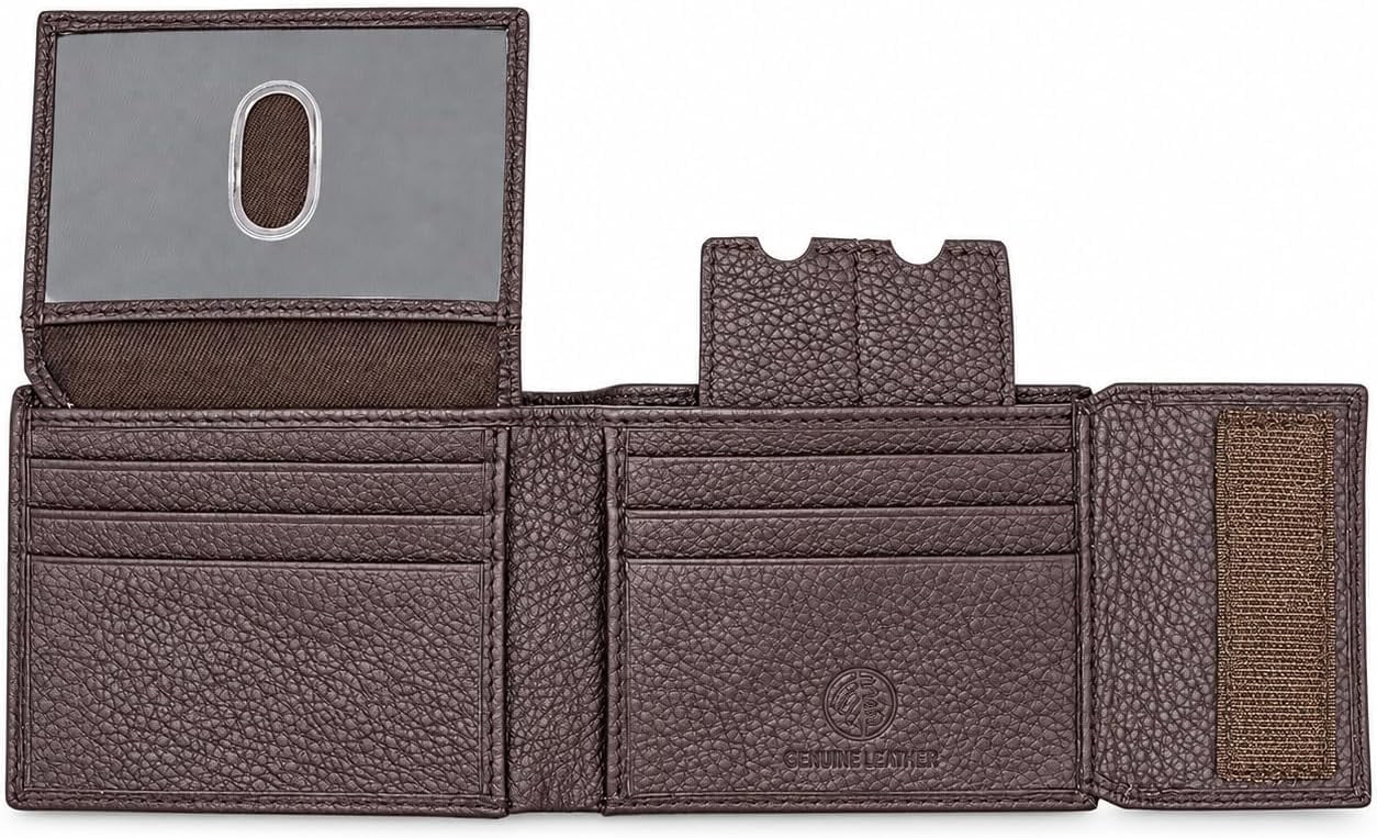Men’s Leather Bifold Wallet with Velcro Key Holder Closure for Him ...