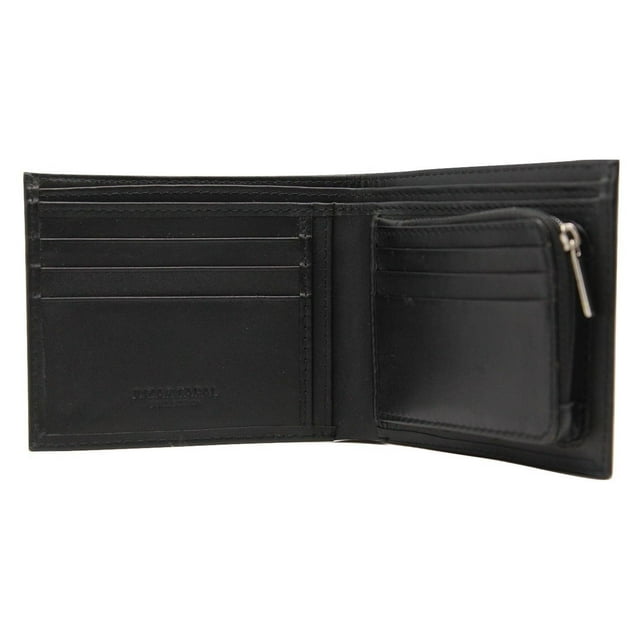 Men's Leather Black Bi-fold Wallet Hidden Zip Coin Pouch Hipster by ...