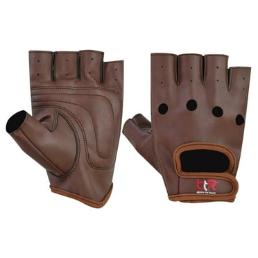 Mens Driving Gloves Basic Soft Goat Leather Fingerless Breathable Biker ...