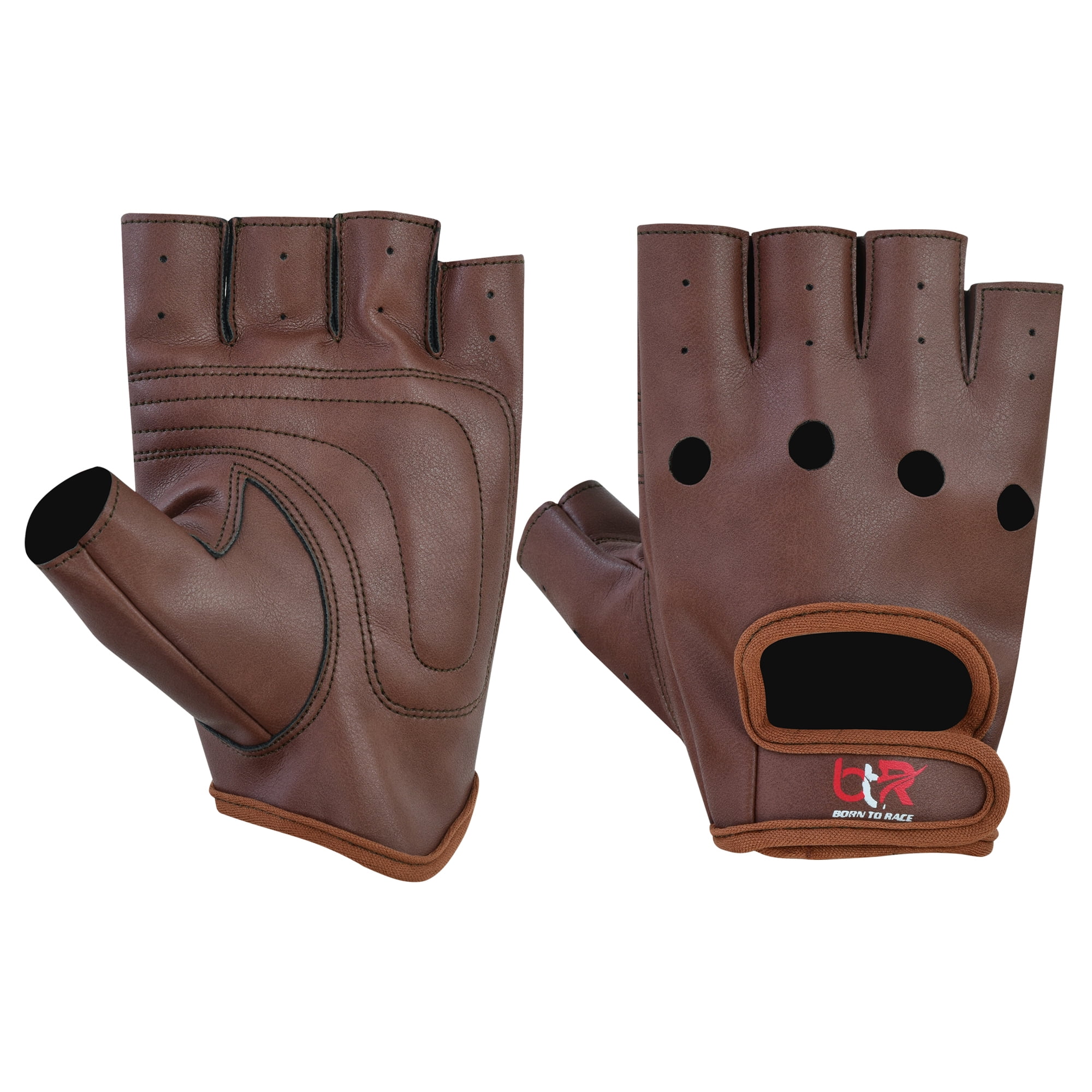 BTR Born To Race, Men's Vegan PU Leather Fingerless Driving Gloves ...