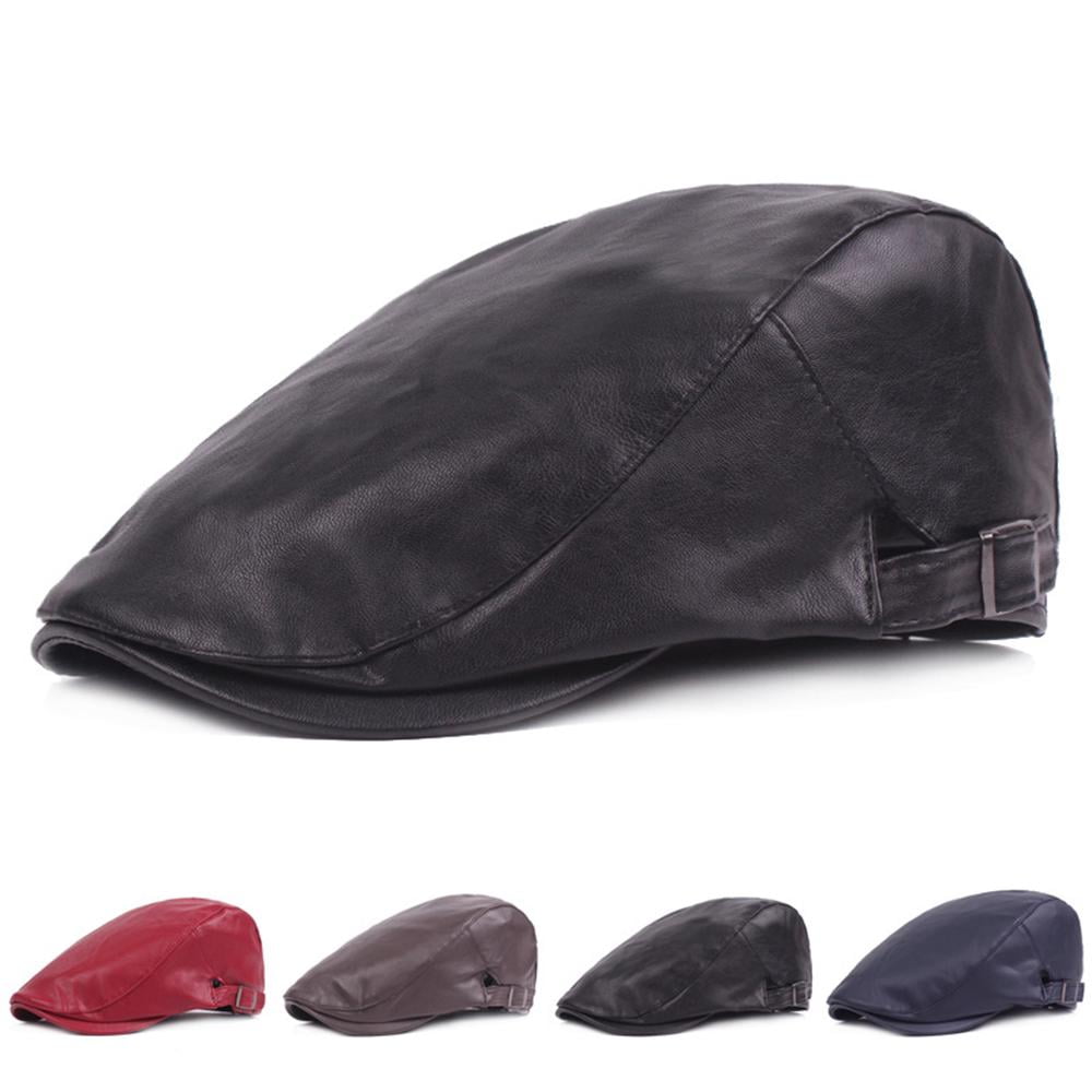 Men's Leather Ivy Tan WAX Golf Hat Bunnet Newsboy Beret Cabbie Gatsby ...