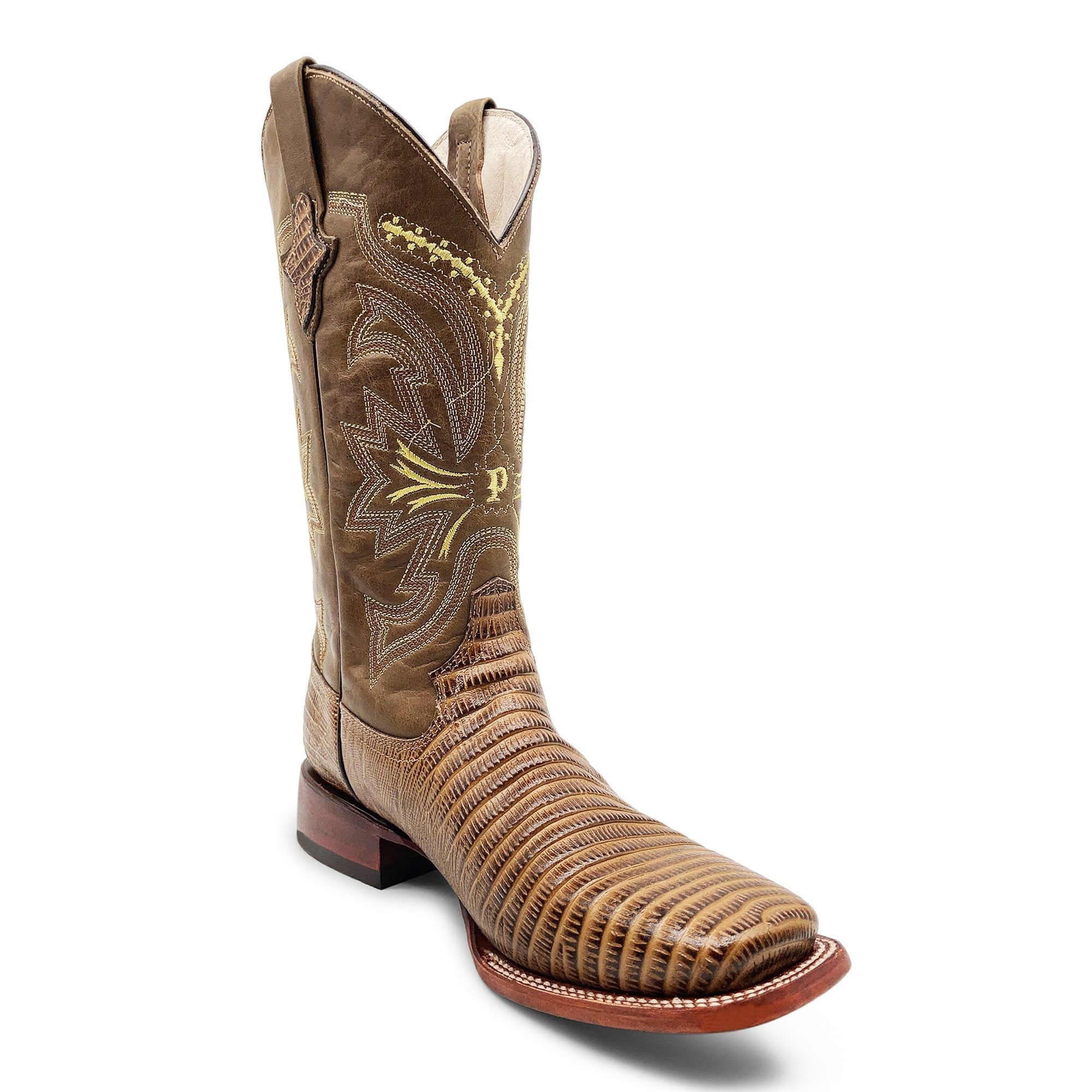 Men’s Leather Lizard Print Western Cowboy Boots Square Toe - Walmart.com