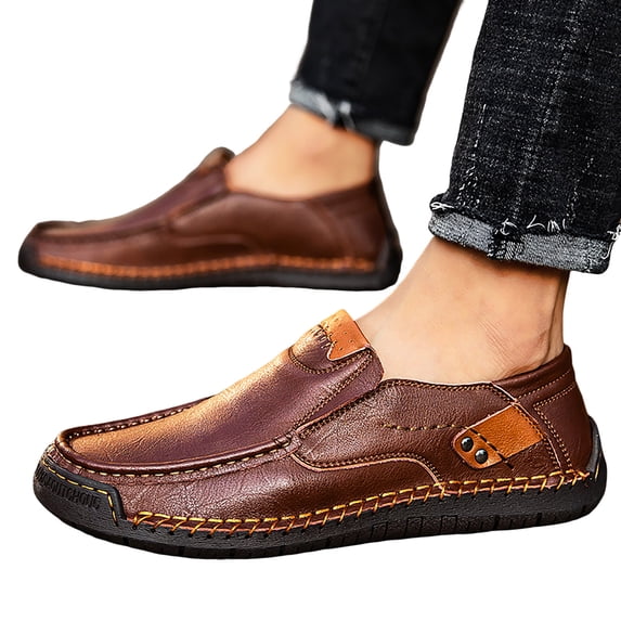 Men's Leather Loafers Casual Slip on Business Shoes Lightweight Classic ...