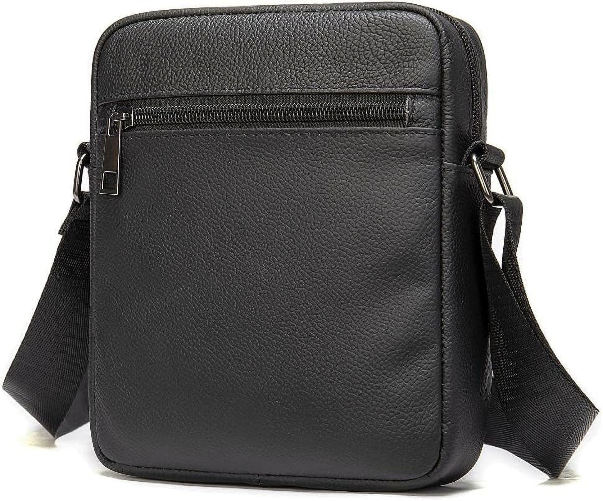 Men's Leather Messenger Bag Vertical Retro Leather Shoulder Bag Tablet ...