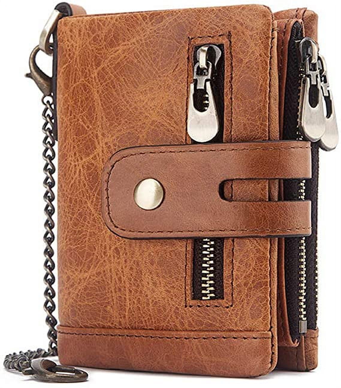 Men's Genuine Leather RFID Blocking Trifold Wallet with Anti-Theft ...