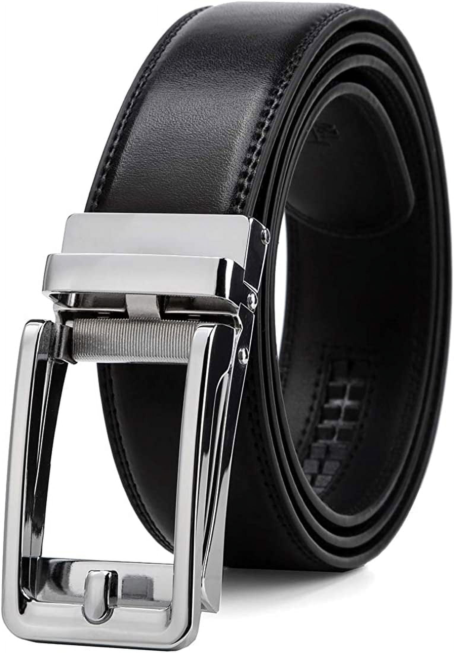 Men's Leather Ratchet Comfort Click Belt Dress with Slide Buckle ...