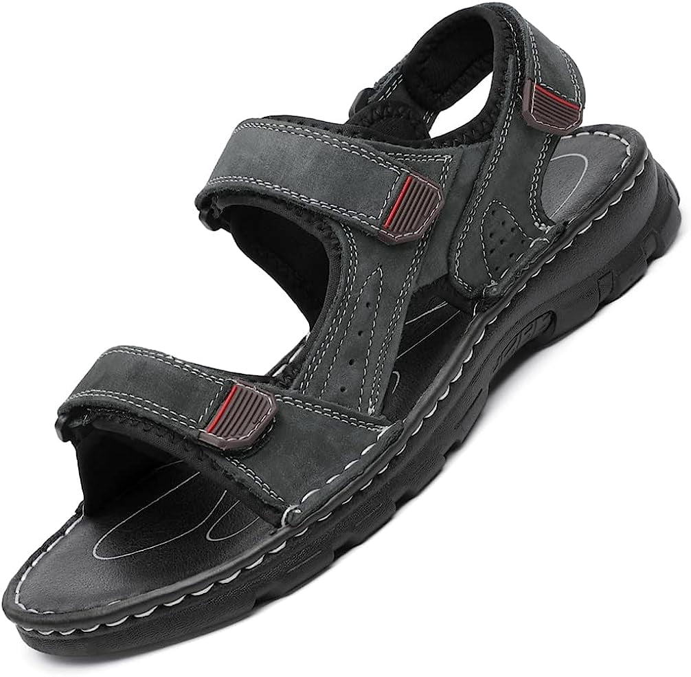 Men's Leather Sandals Barefoot Open Toe Summer Beach Sandals Water ...