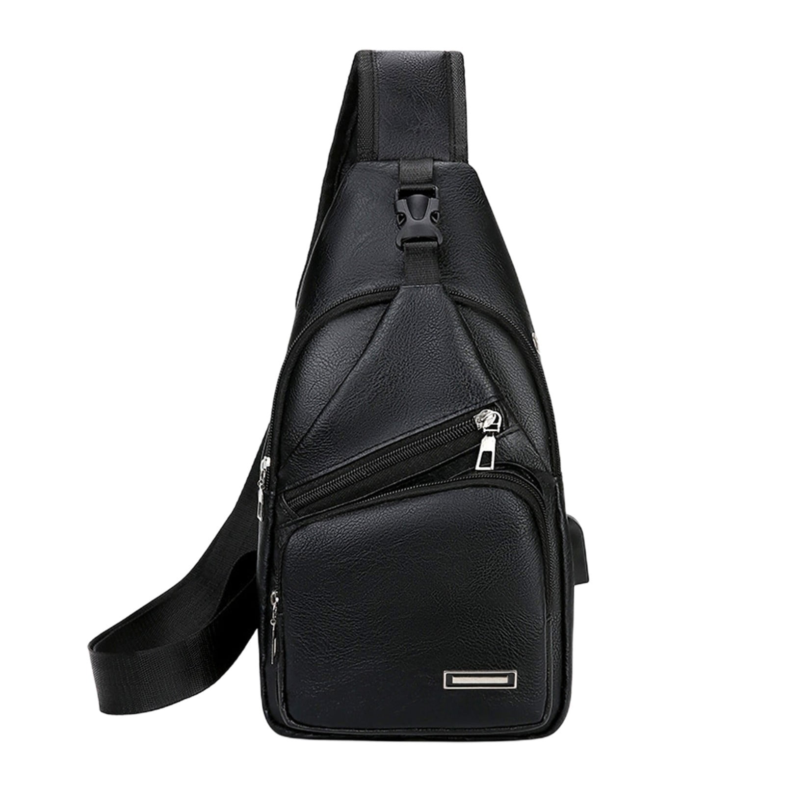 Men's Leather Sling Bag 6.2x12.5in | Lightweight Crossbody Backpack ...