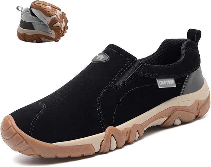 Men's Leather Slip-On Orthopedic Loafers Casual Non-Slip Platform Outdoor Walking Sneakers with ...