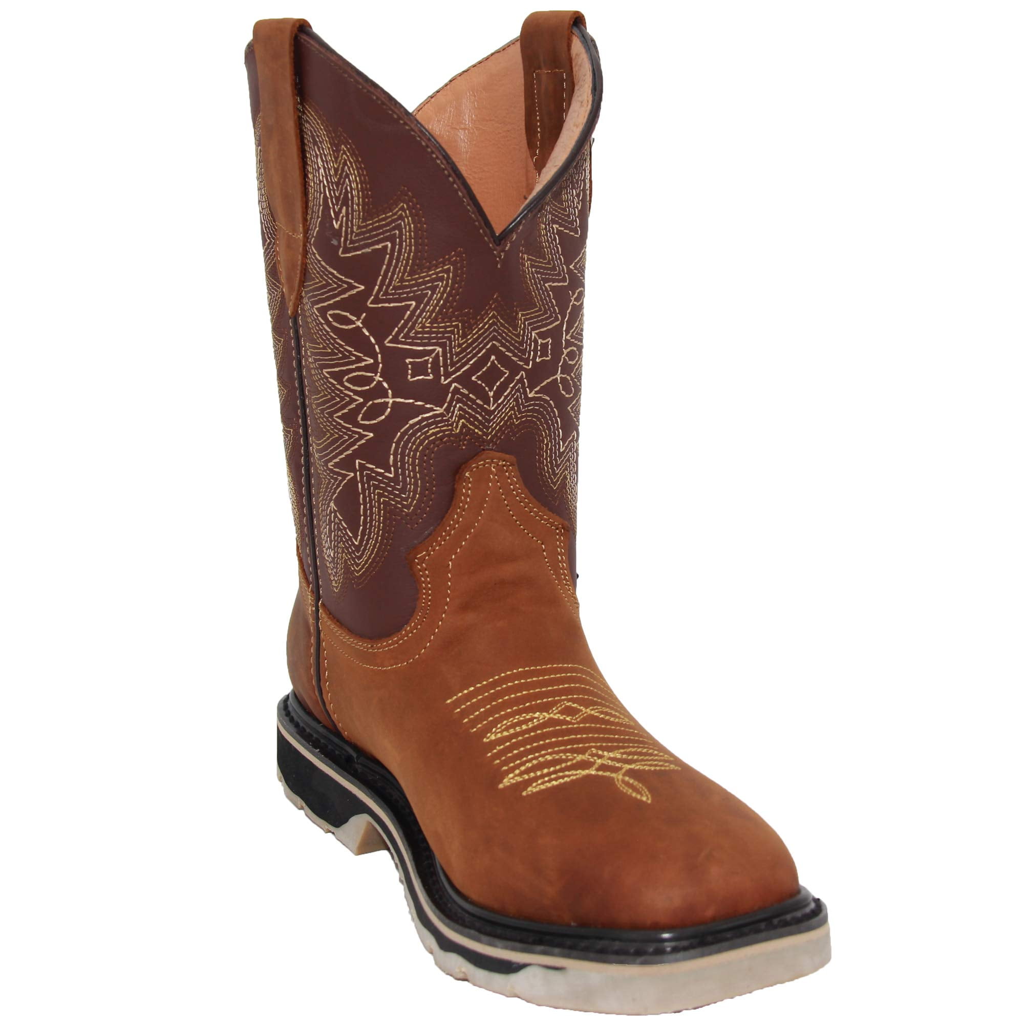 Men's Leather Square Toe Western Work Boot - Walmart.com