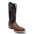 Men’s Leather Western Boot Pirarucu Fish Print Square Toe Mid Calf ...