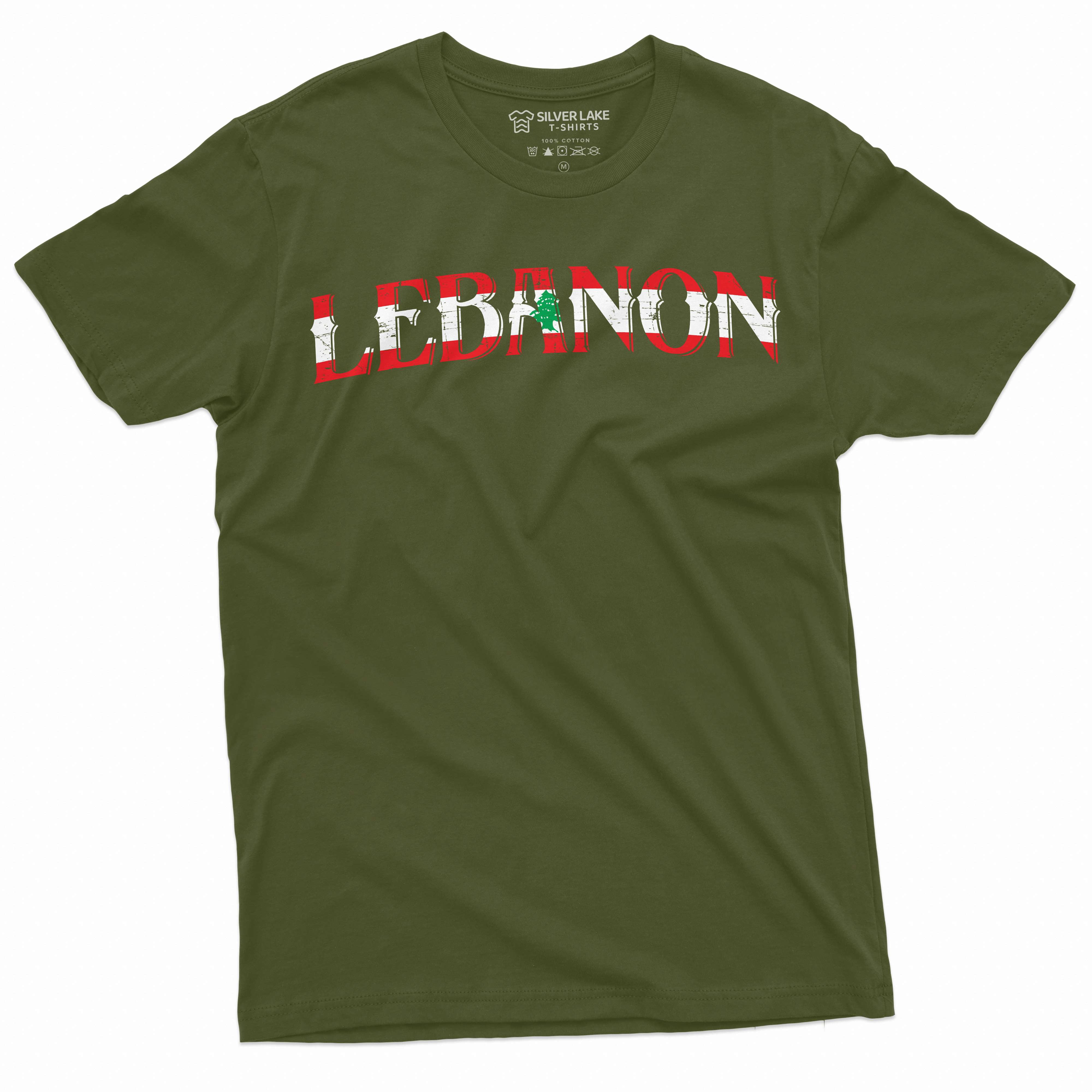 Men's Lebanon T-shirt Lebanon flag coat of arms country nation tee shirt Lebanese Lebanese tee ...