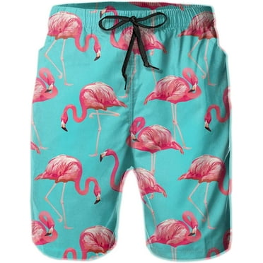 Logiee Flamingos And Tropical Plants Print Mens Swim Trunks Quick Dry ...