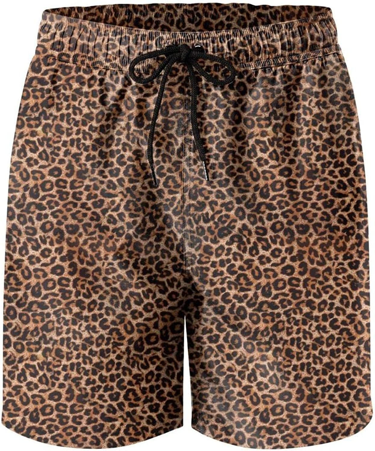 Taomei Men's Quick-Dry Leopard Print Swim Trunks with Mesh Lining, Size ...