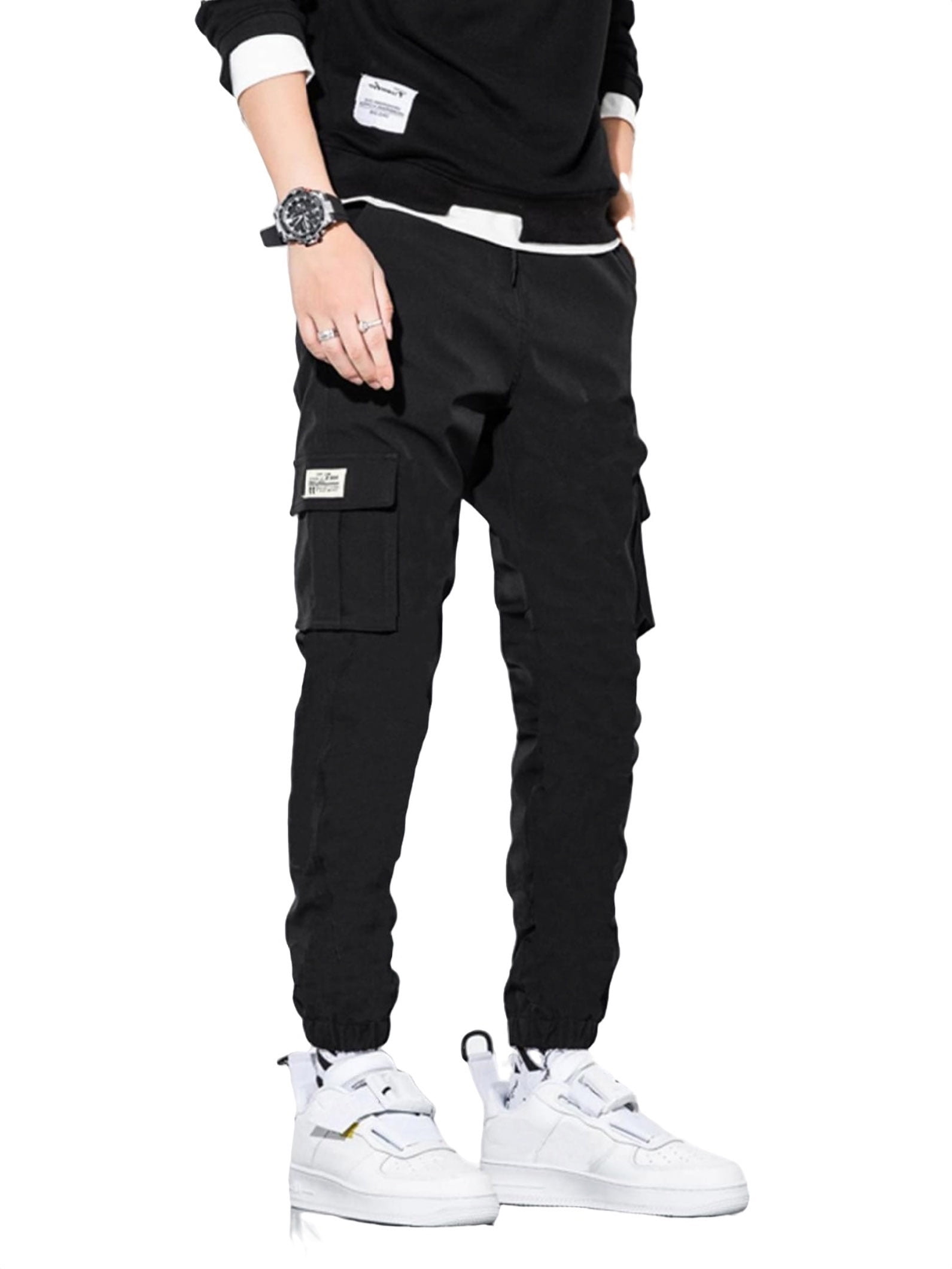 Men's Letter Street Cargo Black Pants XXL (44) - Walmart.com