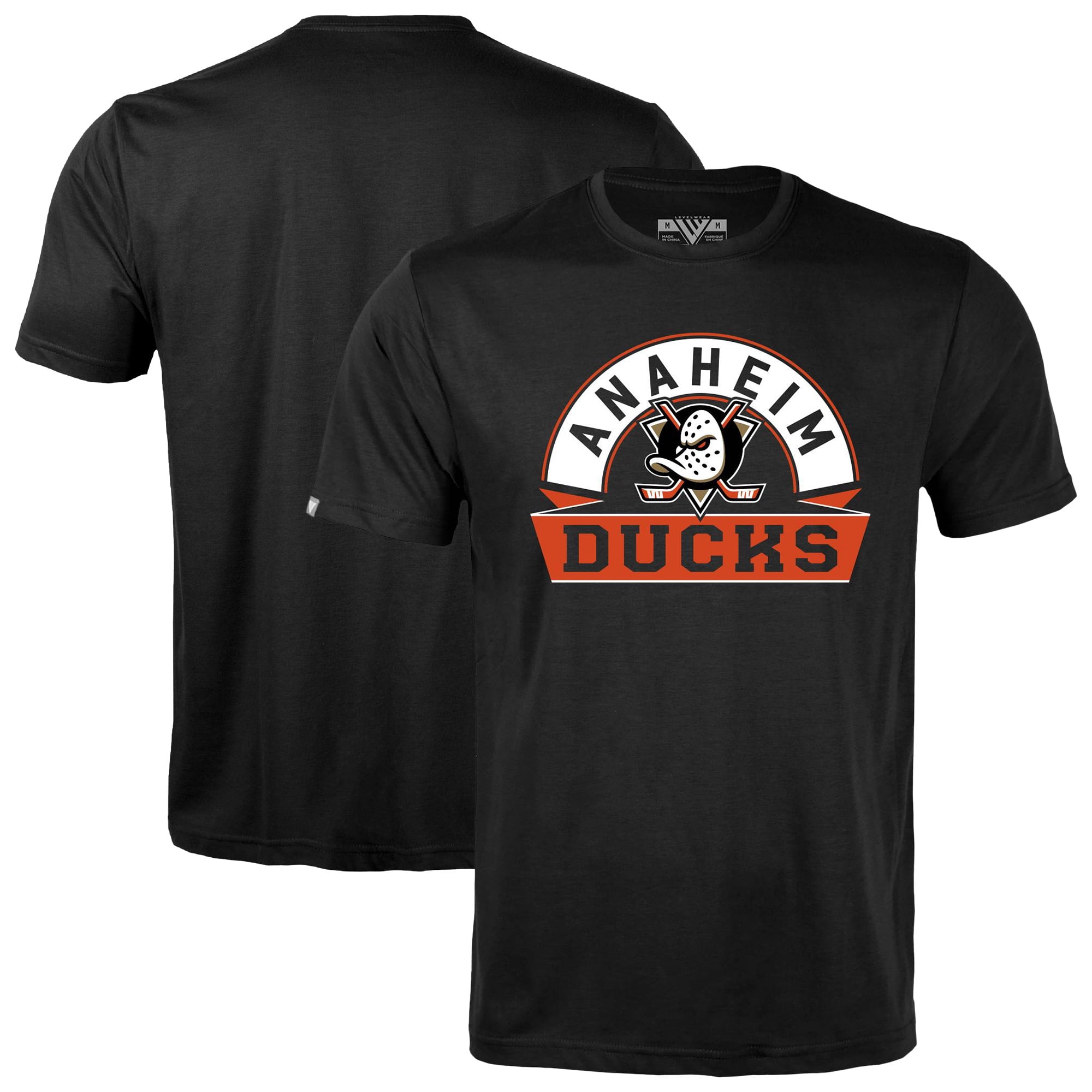 Men's Levelwear Black Anaheim Ducks Richmond Banner Arch T-Shirt ...