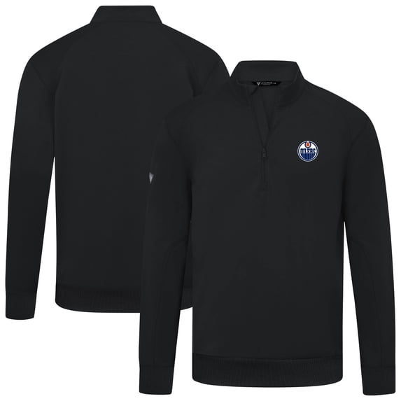Men's Levelwear Black Edmonton Oilers Upright Tri-Blend Quarter-Zip ...