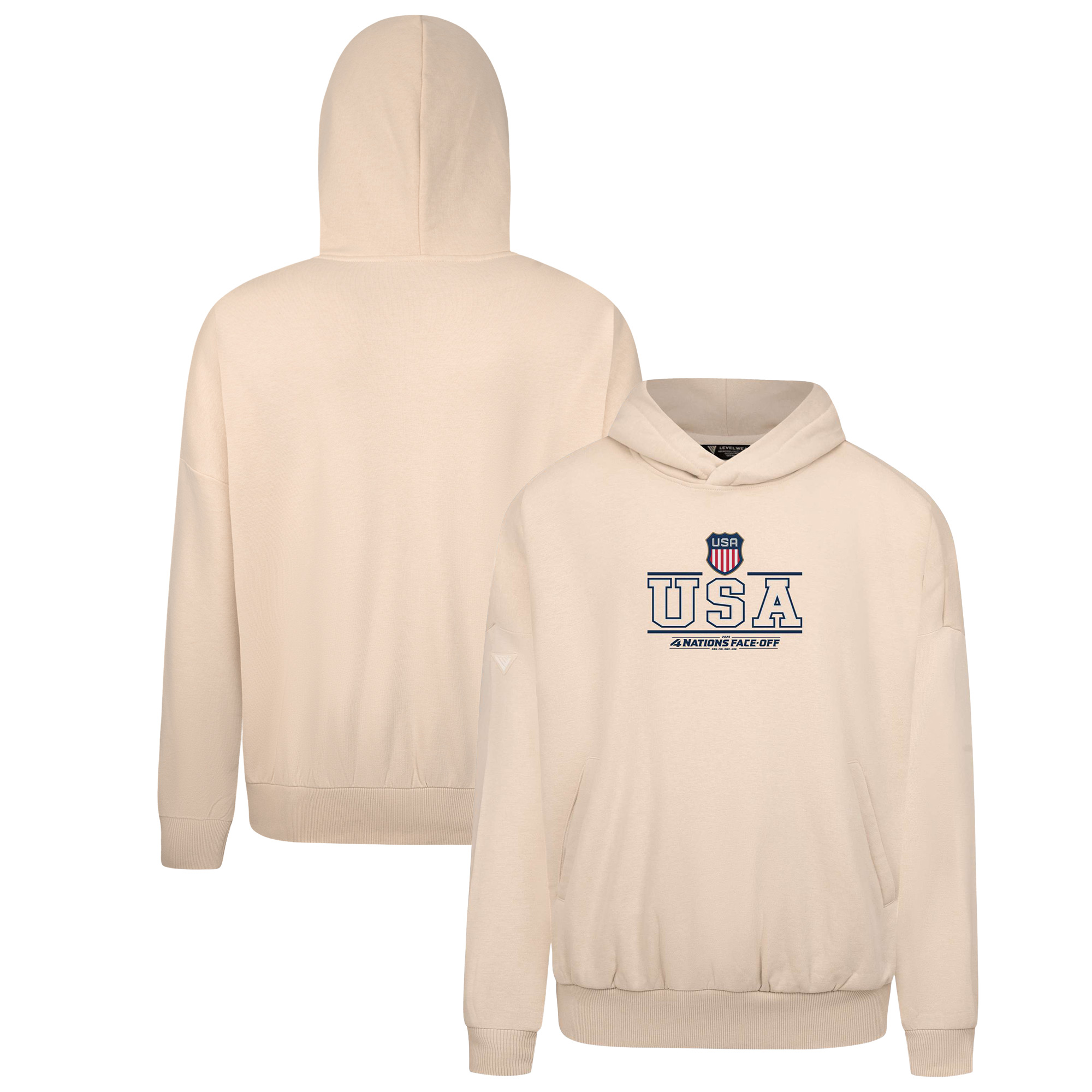 Men's Levelwear Khaki USA 2025 4 Nations Face-Off Contact Pullover ...